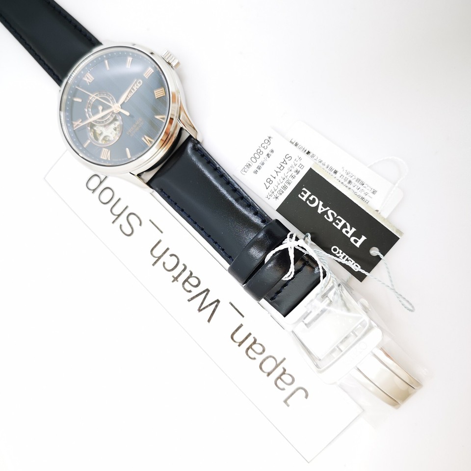 SEIKO PRESAGE Basic SARY187 Blue Automatic See-through Back Men Watch ...