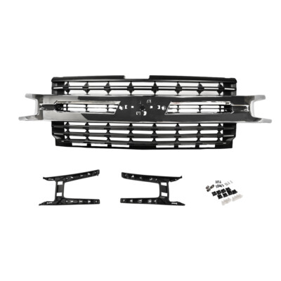 Front Bumper Grille Gloss Black For 2019-2021 Chevrolet Silverado 1500 ...