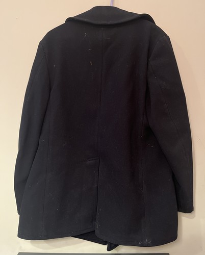 Vintage Men's US Navy Heavy Wool Naval Anchor Button Pea Coat Black | eBay