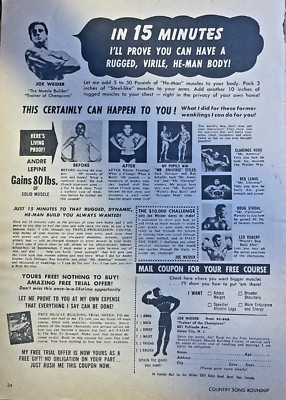 1960 Vintage Magazine Advertisement Joe Weider Muscle Building Course ...