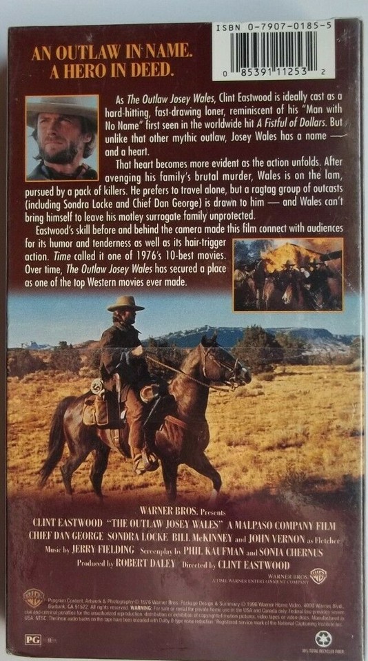 VHS~Western Movie~Clint Eastwood in "The Outlaw Josey Wales"~Sandra ...