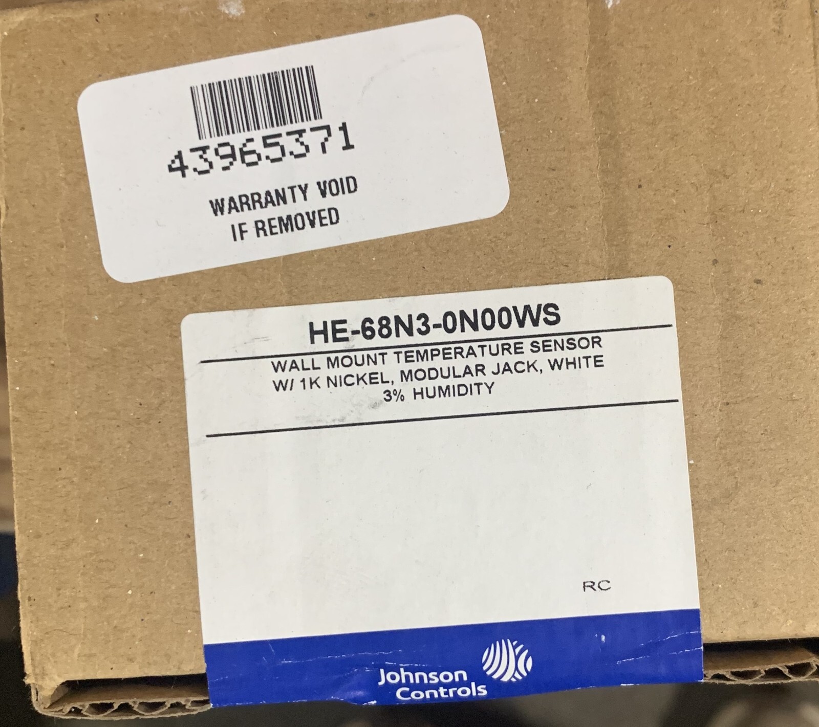 Johnson Controls HE68N30N00WS Humidity Sensor Wall Mount G6412314 for ...