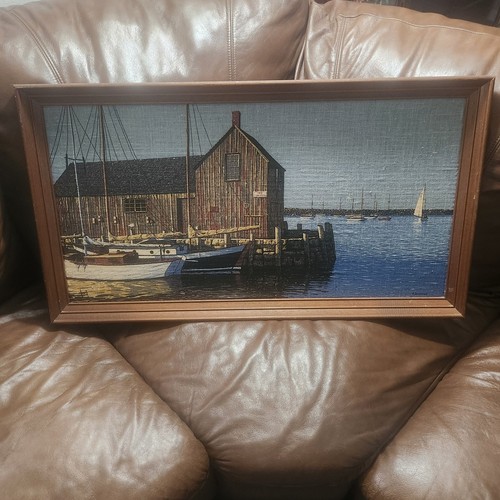 Vintage Kay Dee Linen Framed Picture Richard Batchelder "Harbor" 33.5 ...