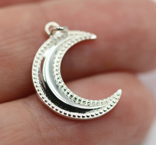 Genuine Solid 925 Sterling Silver Crescent Half Moon Pendant *Free Post ...