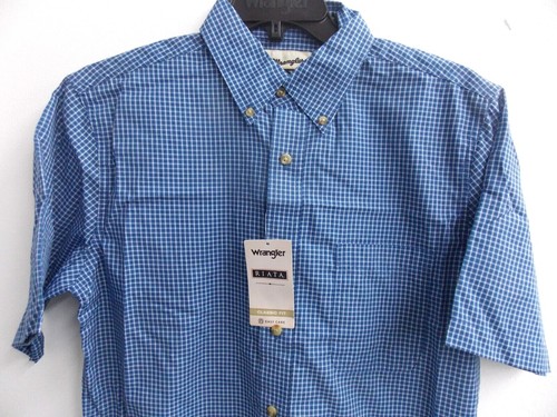 Wrangler Riata Short Sleeve Plaid Shirt, 112344294, Light Weight, Blue Small | eBay