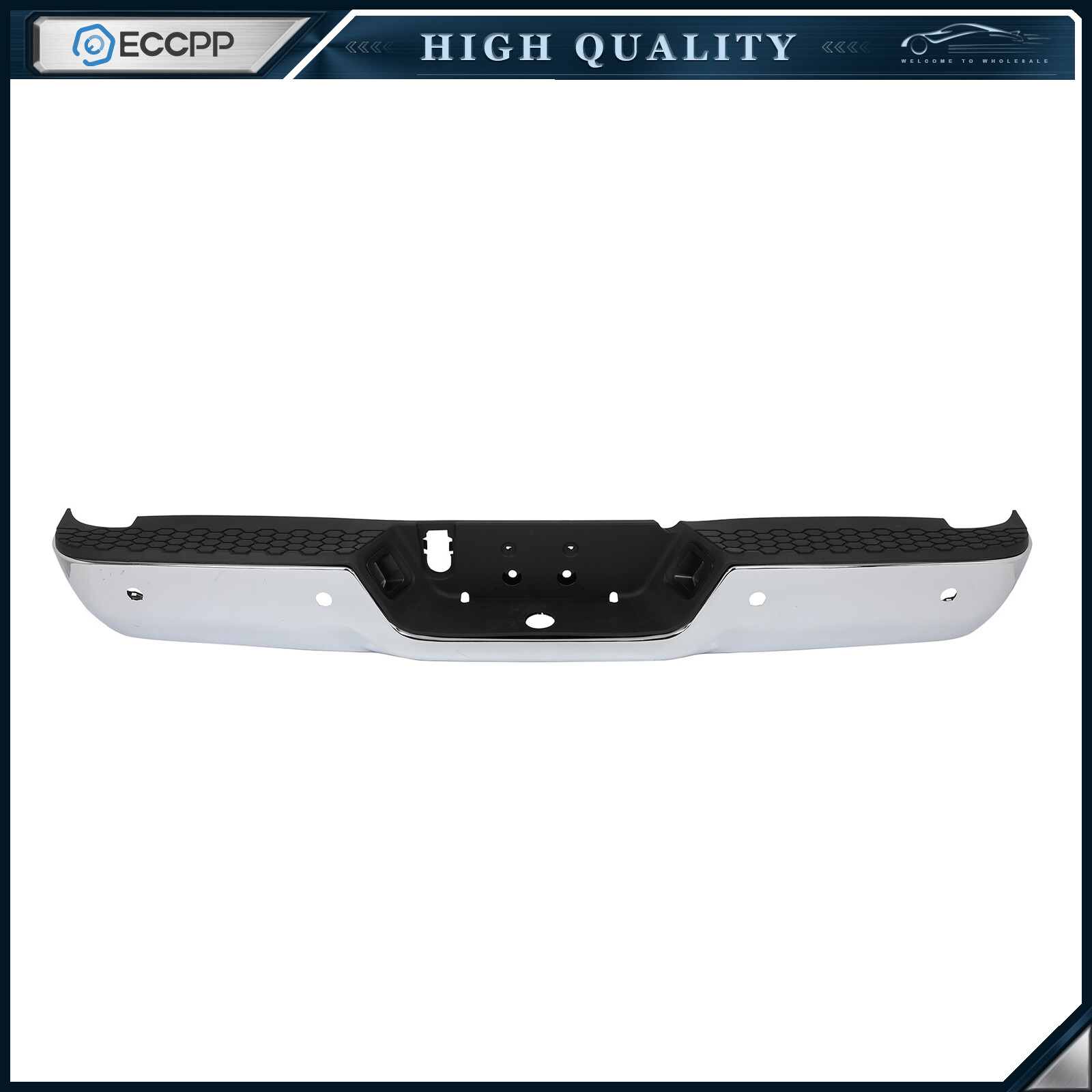 Chrome Rear Step Bumper w/ Sensor Holes Fits 2009-2018 Dodge RAM 1500 ...