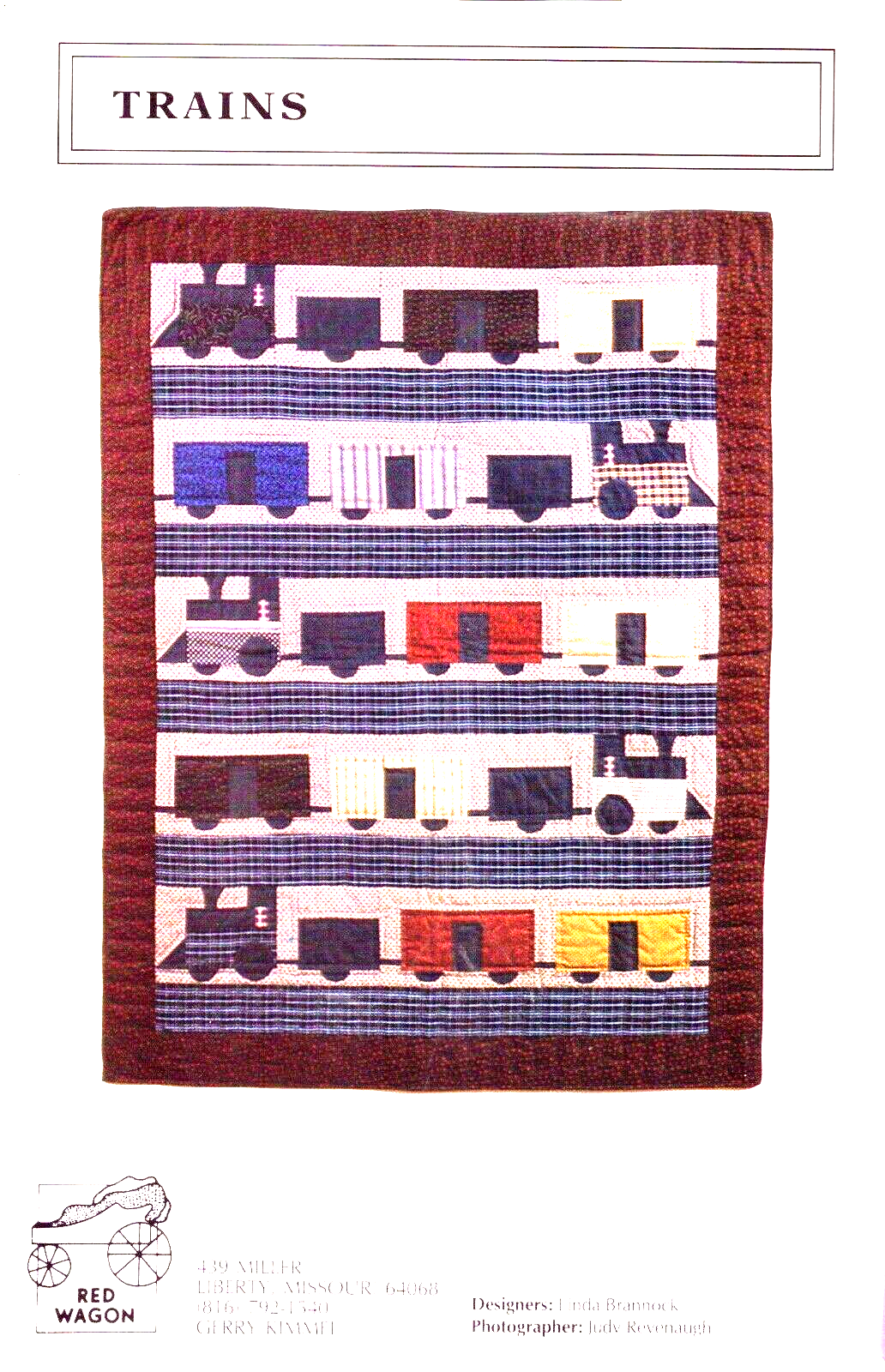 TRAINS ~ Quilt Pattern ~ Red Wagon ~ Vintage 1989 ~ Linda Brannock ...