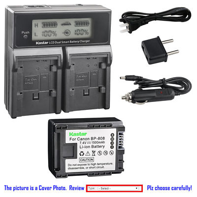 BP-808 CG-800 Battery or Dual Charger for Canon FS10 FS11 FS20 FS21 ...