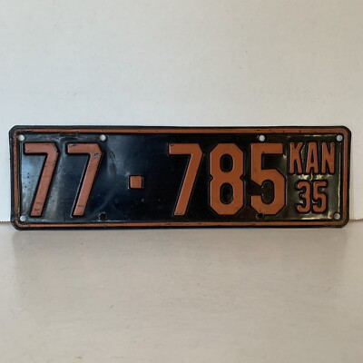 1935 Kansas License Plate 77 785 Car Tag Antique Collector Man Cave ...