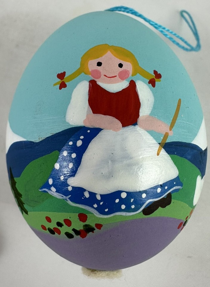 German Wooden Painted Egg Goose Baby Gosling Easter Ornaments Girl Farm ...