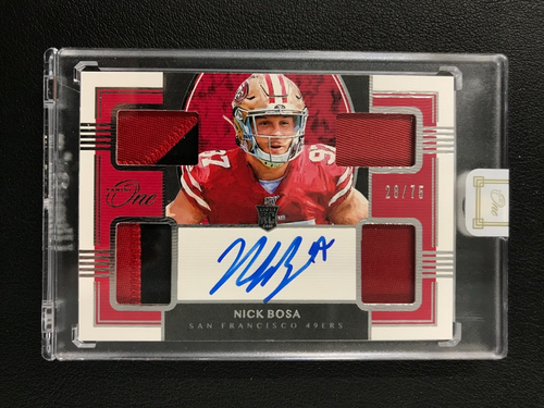 2019 Panini One #59 Nick Bosa Rookie Quad Player-Worn Patch Auto /75 No ...