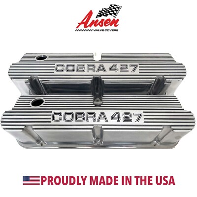 Ford Cobra 427 SBF 351W Pentroof Polished Tall Valve Covers - Finned ...