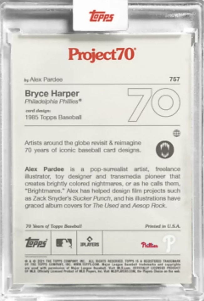 2021 TOPPS PROJECT 70 CARD #757 BRYCE HARPER - BY ALEX PARDEE | eBay