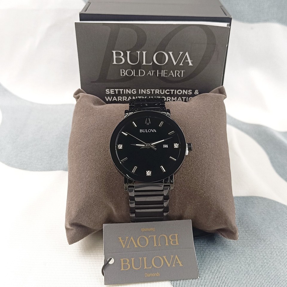 Bulova Futuro 98D144 Black Diamond Dial Stainless Steel Men's Quartz ...