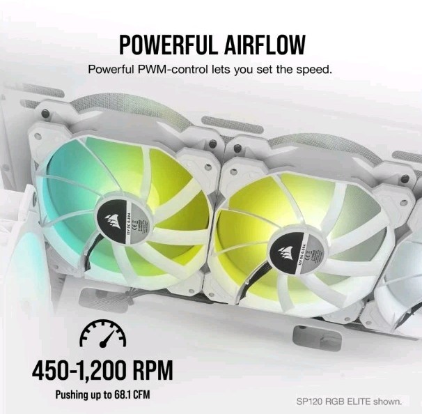 5 X Corsair SP140 RGB ELITE White 140mm PWM Premium PC Fans - Never ...