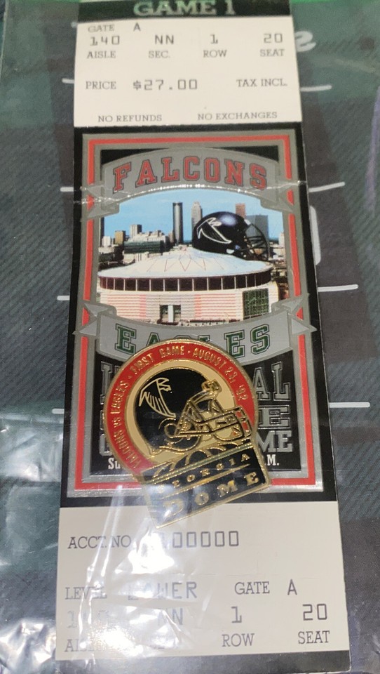 1992 NFL Atlanta Falcons vs Eagles Inaugural Game #1 Georgia Dome ...