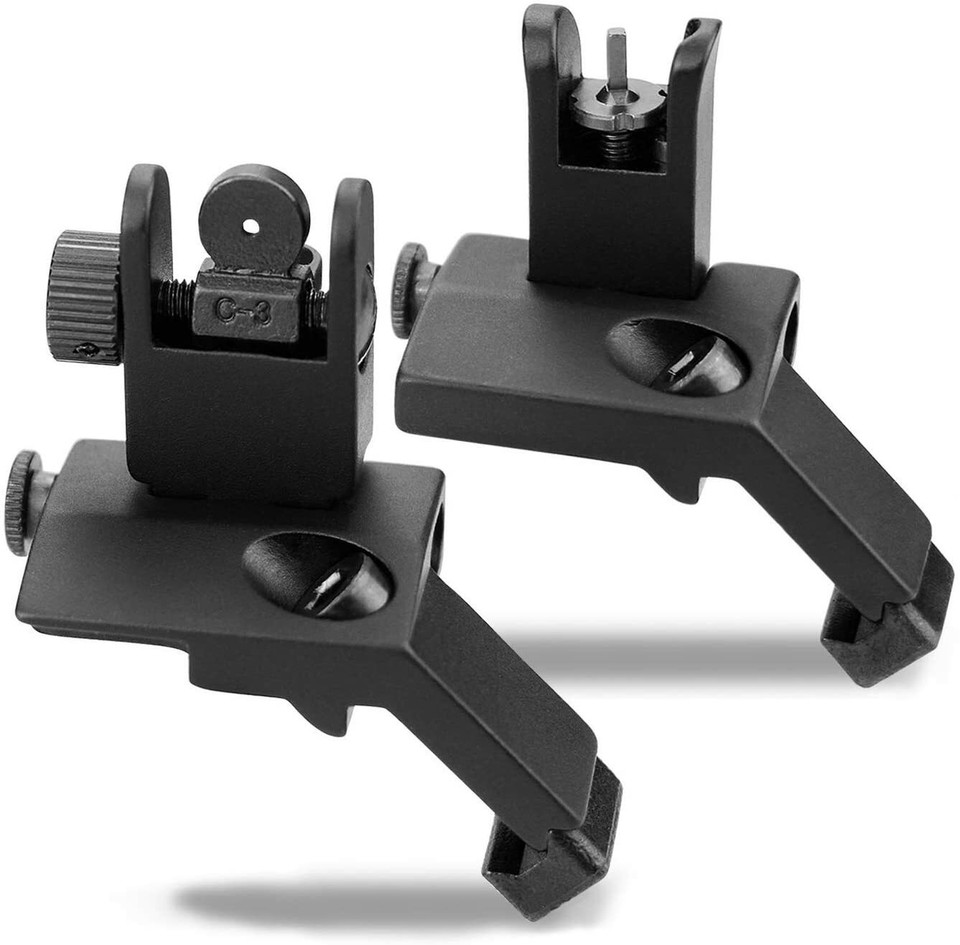 US! Metal Flip Up Front & Rear 45 Degree Offset Adjustable Iron Sights ...