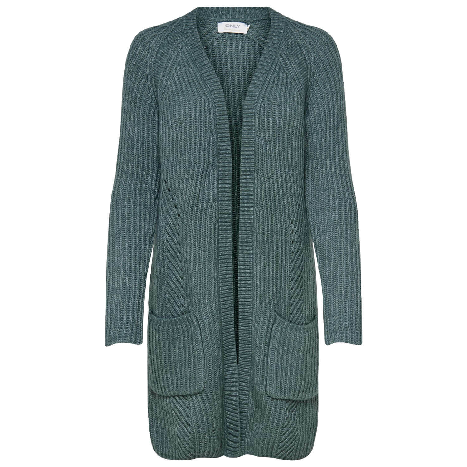 ONLY Damen Long Strick Cardigan Jacke meliert Rippstrick Muster Basic ...