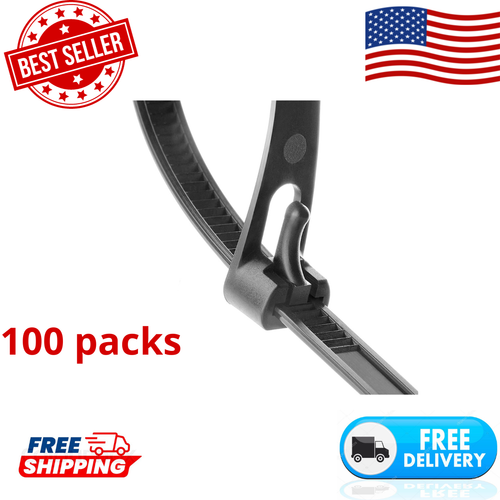 Releasable Reusable Zip Ties 12 Inch Heavy Duty Thick Black Cable 100 ...