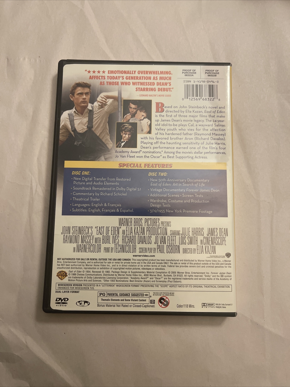 East of Eden (DVD, 2005, 2-Disc Set, Special Edition) Like New ...