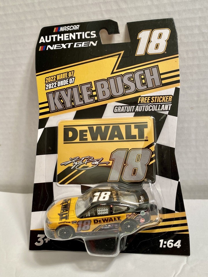 KYLE BUSCH #18 DEWALT NASCAR AUTHENTICS 1:64 w/Sticker 2022 Wave 7 | eBay