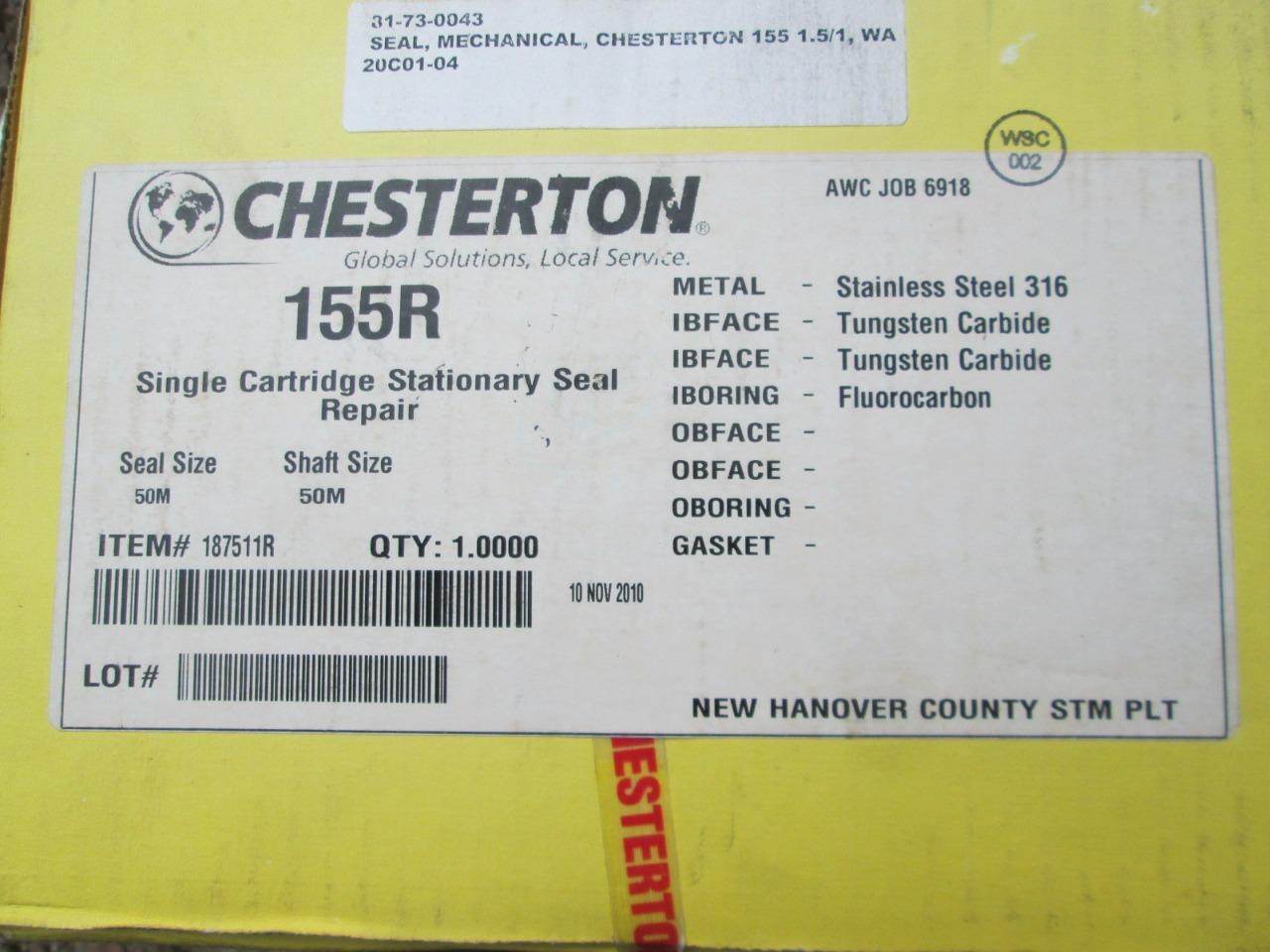 Chesterton 155 Single Cartridge Stationary Seal 187511R Shaft Size 50mm ...