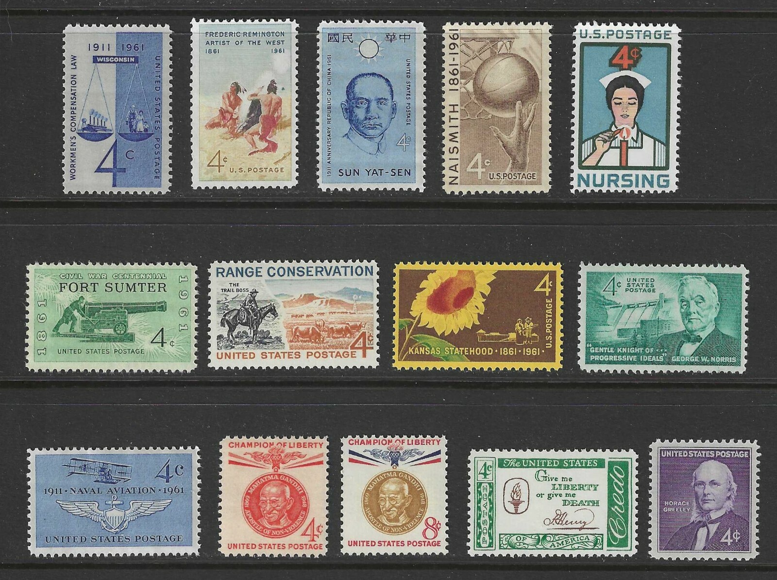 1961 STAMP YEAR SET (ALL U.S. POSTAGE STAMPS ISSUED THAT YEAR) - MINT ...