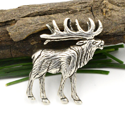 Sterling Silver 925 Moose/Elk Animal Pin/Brooch | eBay