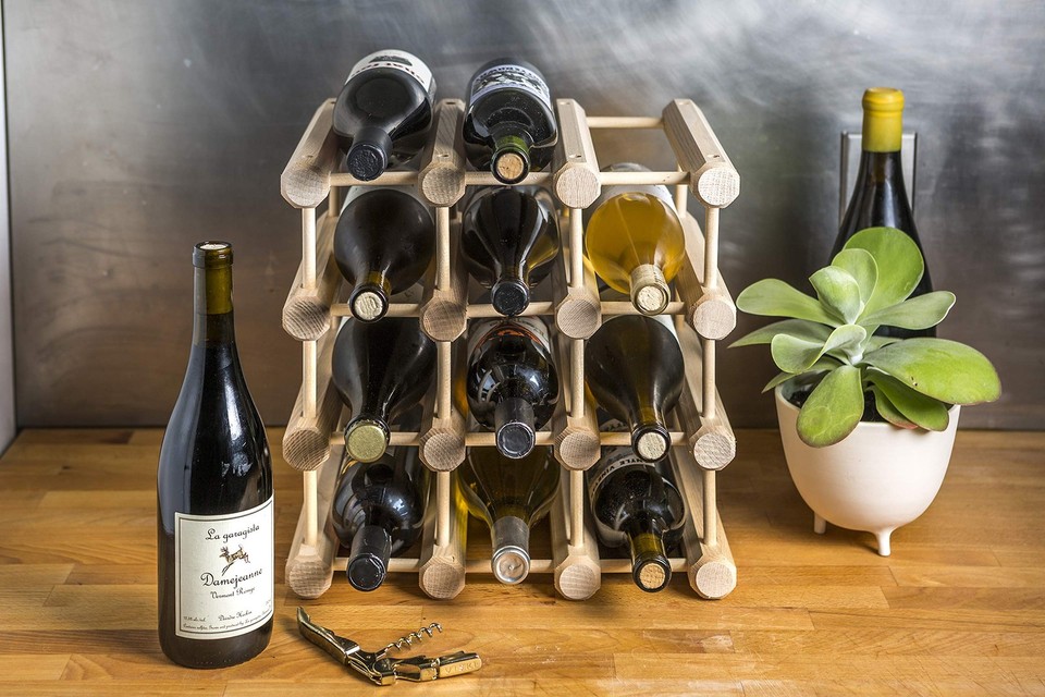 Wood Stackable Modular Wine Rack Storage Holder with Natural Pins 12 ...
