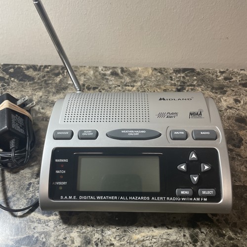 Midland WR-300 AM/FM Alert Weather Radio Alarm Clock NOAA Public HZDS ...