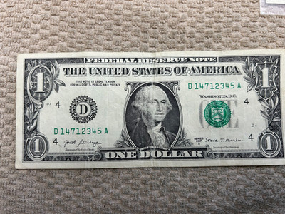 $1 Bill with ladder 12345 fancy serial number "Uncommon very Unique" | eBay