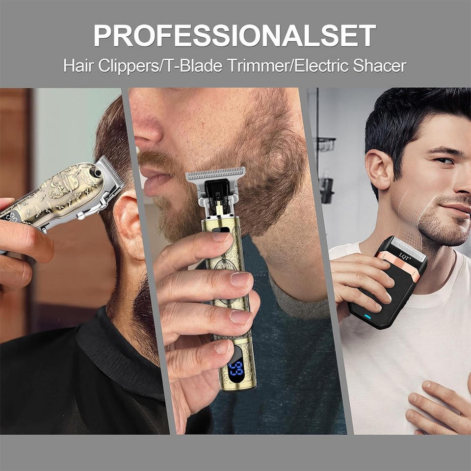 Cordless Professional Hair Clippers Trimmer Kit Men Cutting Machine ...