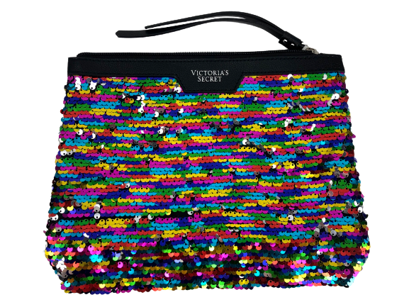 VICTORIAS SECRET SEQUIN MAKEUP COSMETIC MAKEUP CASE LINGERIE BAG NWT ...