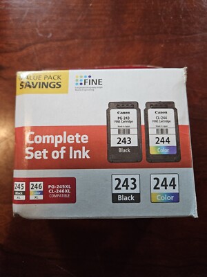 Canon 243 244 Black Color Printer Ink 2 Pack PG-243 CL-244 New Sealed ...