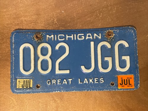 2007 Michigan License Plate Great Lakes Blue # 082 JGG | eBay