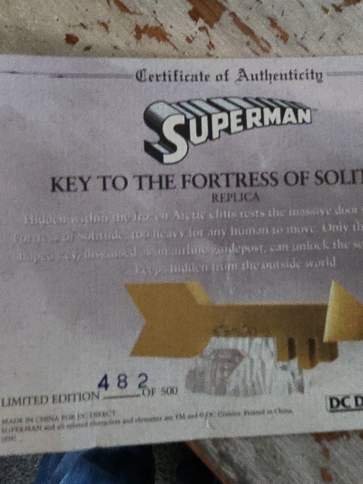 Superman Key To The Fortress Of Solitude Replica RARE 452/500 DC Direct ...