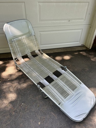 Vintage Tri Fold Jelly Tube Chaise Lounge Lawn Beach Chair Silver Rare ...