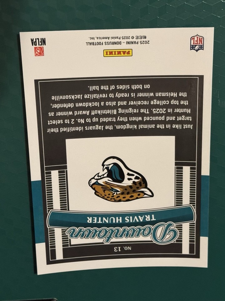 2025 Travis Hunter Panini Donruss Rookie DOWNTOWN #13 RC SSP Jumbo ...