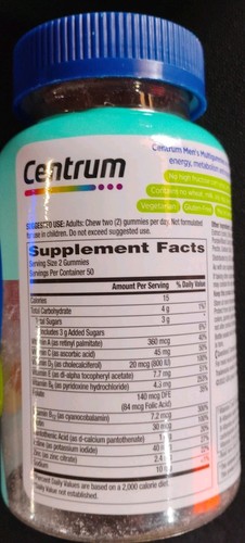 Centrum Men's Gummies, Tropical Fruit 100 Count Gelatin free Exp Date ...