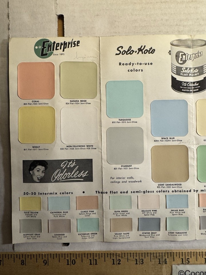 Vintage Enterprise Odorless Solo-Kote Interior Finishes Paint Sample ...