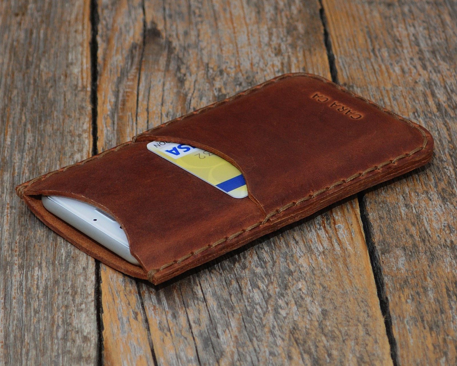 Personalized Leather Case For Samsung Galaxy. Hand Stitched Pouch Card ...