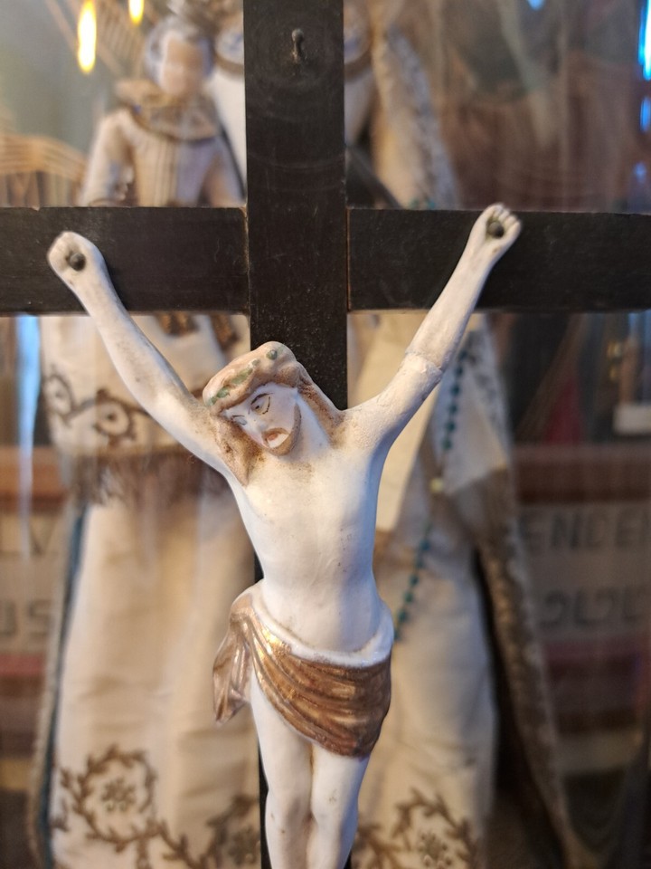 Antique Standing Porcelain Bisque Mary Magdalena Jesus Calvary Holy ...