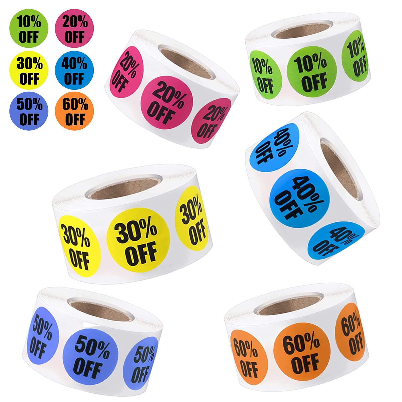 3000 PCS Percent Off Stickers,10 to 60 Percent Discount Stickers, 1 ...