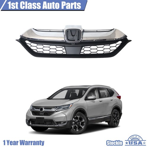 Front Upper Honeycomb Bumper Grille Chrome & Black For 2017-2019 Honda ...