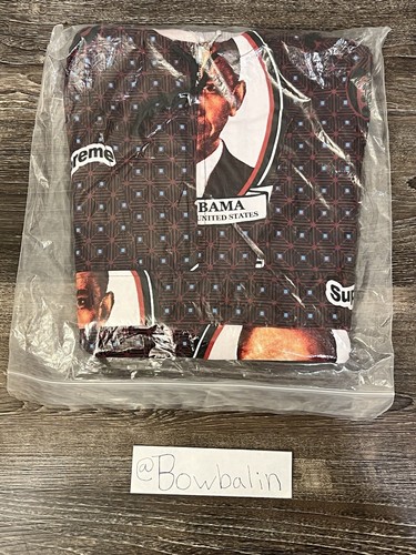 NEW Supreme NY Men M Maroon Barack Obama Print Logo Anorak Jacket SS17 ...