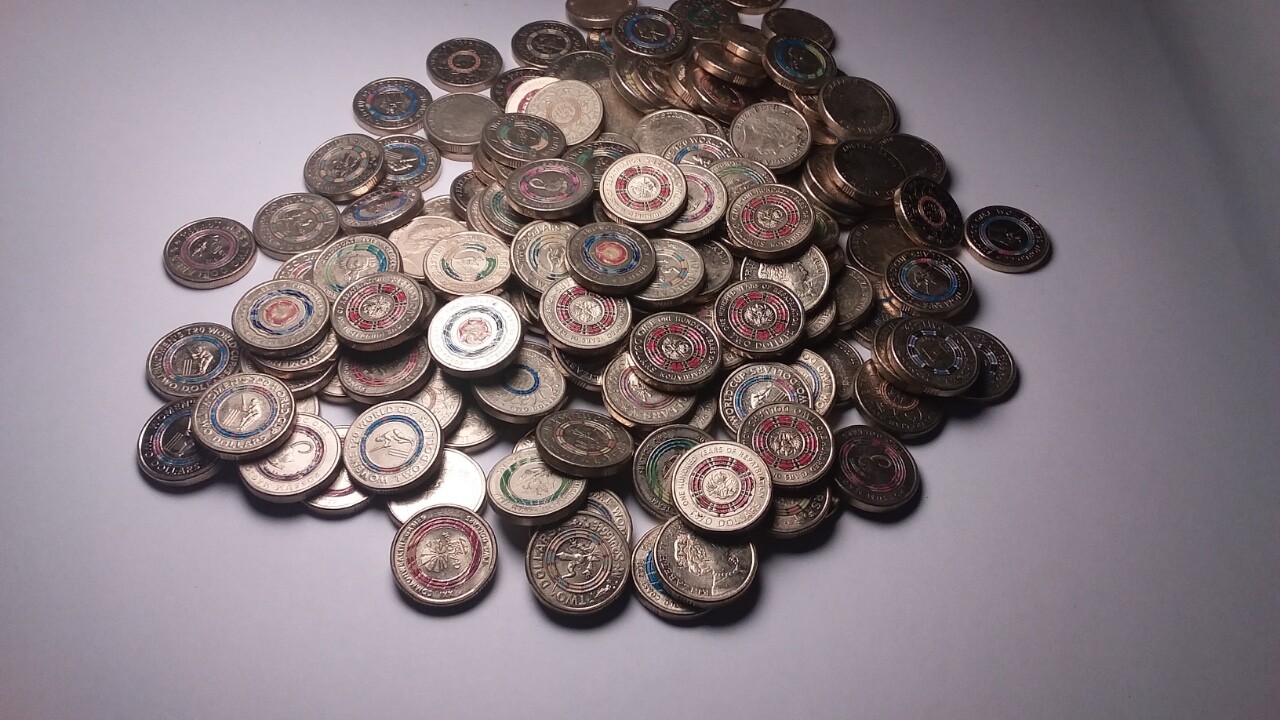 Mixed Coloured Coin Grab Bag! 3X Different Australian Coloured $2 Coins ...