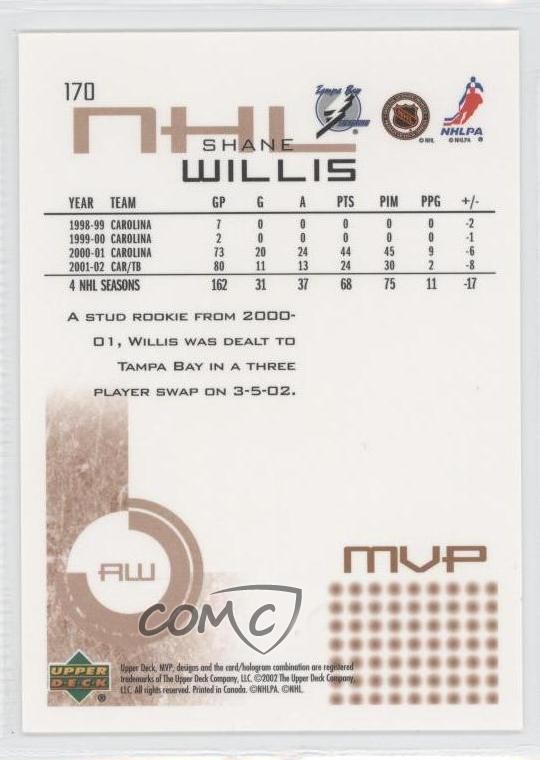 2002-03 Upper Deck MVP Shane Willis #170 0a0 | eBay