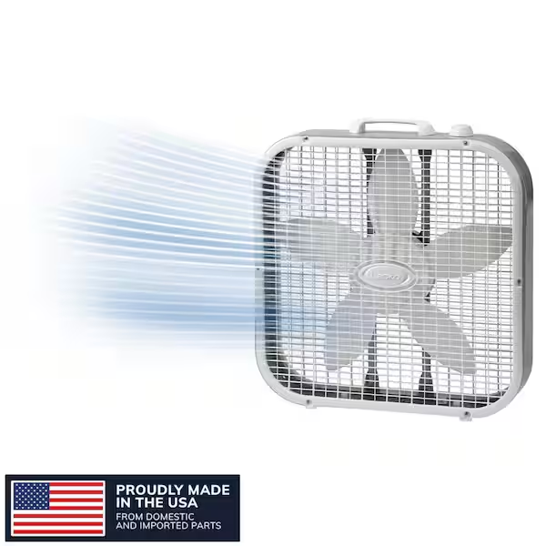 Lasko 20" Classic Box Fan with Weather-Resistant Motor, 3 Speeds, 22.5 ...