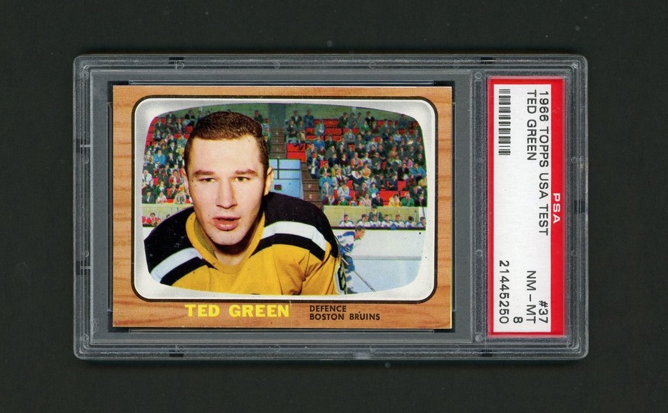 1966-67 TOPPS HOCKEY USA TEST #37 TED GREEN PSA 8 (NM-MT) POP 12 ONLY 5 ...