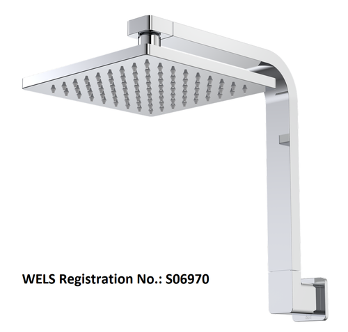 Dorf EPIC FIXED WALL UPSWEPT SHOWER Square WELS 3-Star 9L/Min Chrome ...
